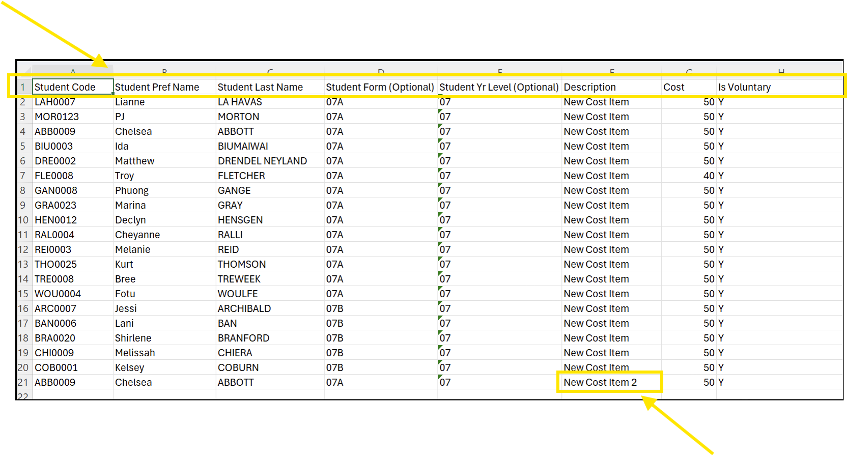 Using Custom CSV to Import Students/Cost Items for Events & Fees