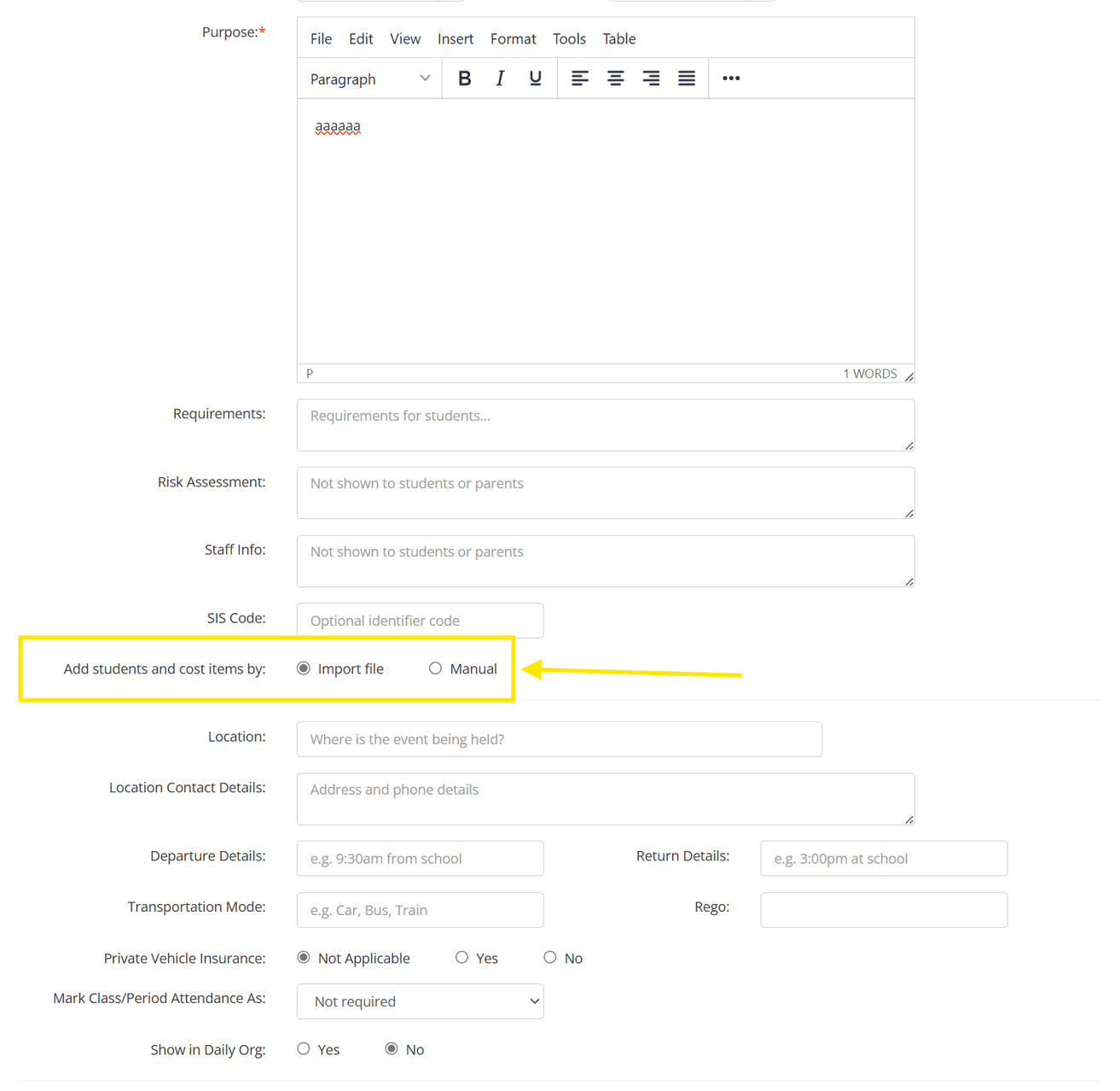 Using Custom CSV to Import Students/Cost Items for Events & Fees