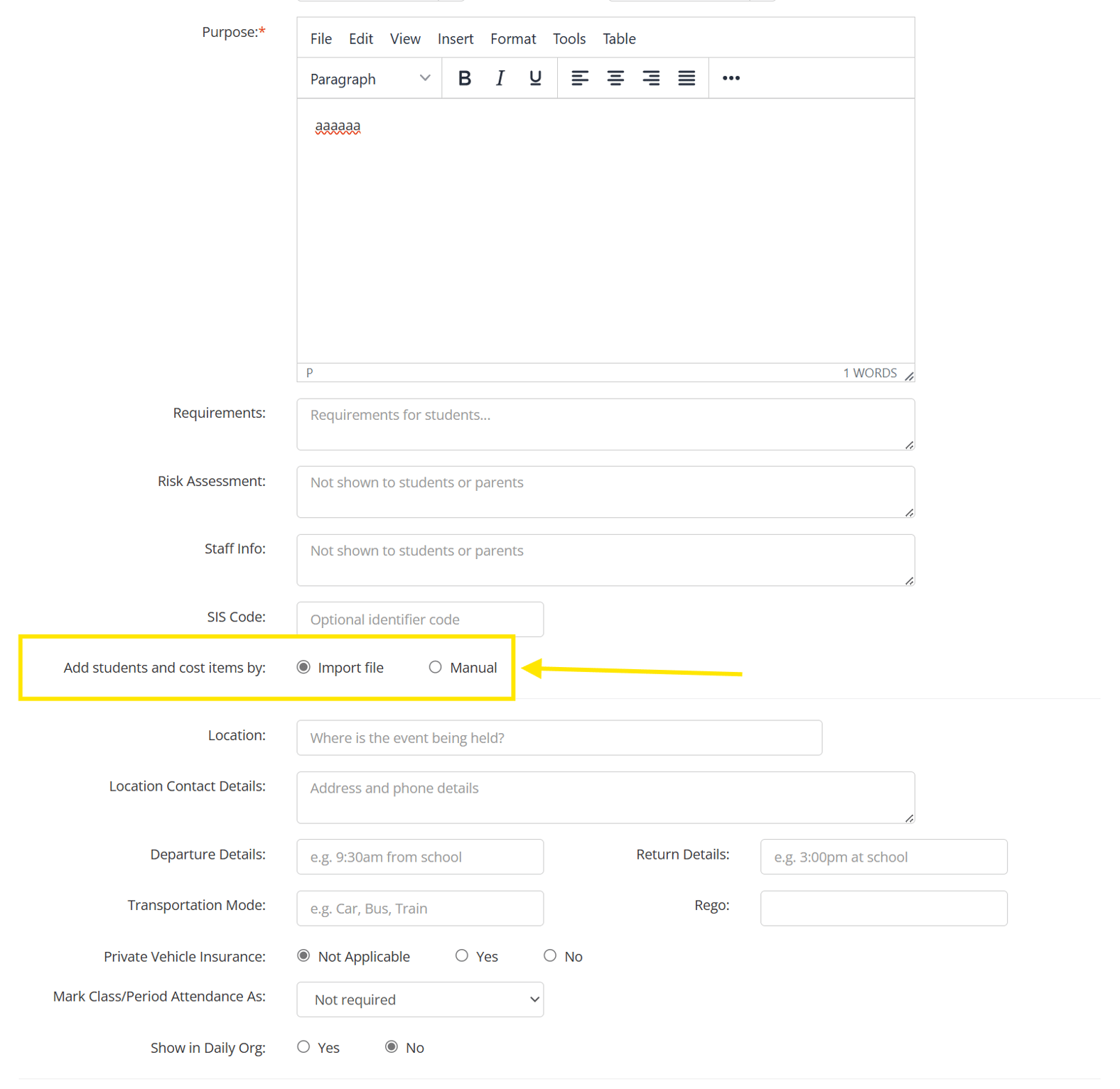 Using Custom CSV to Import Students/Cost Items for Events & Fees