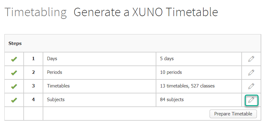 How to generate a basic timetable within XUNO